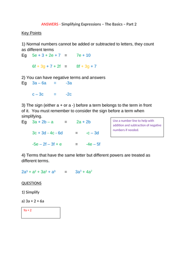 Simplifying Algebraic Expressions - The Basics - Part 2 | Teaching ...
