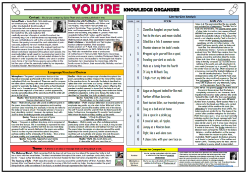 Sylvia Plath - You're - Knowledge Organiser! | Teaching Resources
