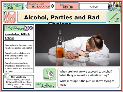 Alcohol + Parties + Bad Choices - PSHE | Teaching Resources