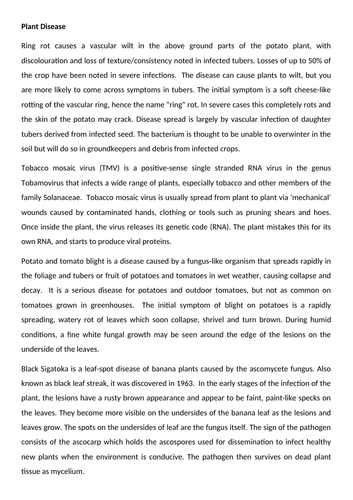 A Level Biology Plant Pathogens (Disease) Lesson & Activities ...