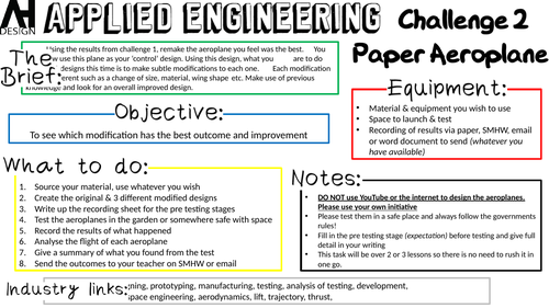 Engineering Challenge 2- Paper Aeroplane Development | Teaching Resources