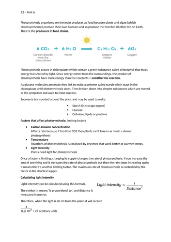 Unit 6 GCSE Edexcel 9-1 Biology Notes | Teaching Resources