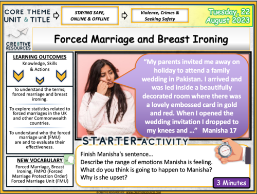 Forced Marriage + Child Marriages - PSHE | Teaching Resources