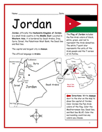JORDAN - Introductory Geography Worksheet | Teaching Resources