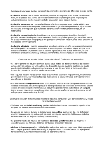 Questions and Answers - Los cambios en la familia | Teaching Resources