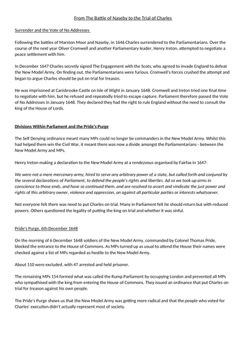 English Civil War Lesson Seven: Surrender to Trial 1646 - 1648 ...