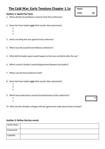 GCSE Cold War: End of Chapter Quizzes | Teaching Resources