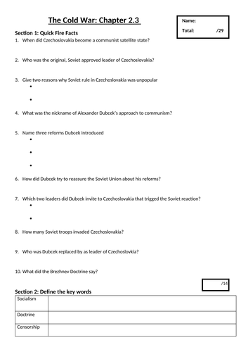 GCSE Cold War: End of Chapter Quizzes | Teaching Resources