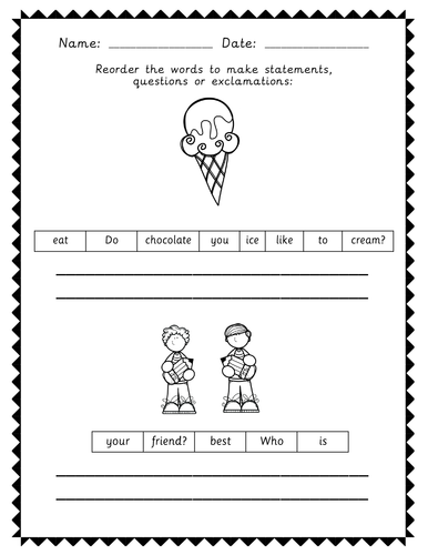 Making statements, exclamations, and questions - Year 1 Literacy Term 3 ...