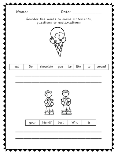 Making statements, exclamations, and questions - Year 1 Literacy Term 3 ...