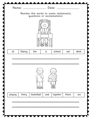 Making statements, exclamations, and questions - Year 1 Literacy Term 3 ...