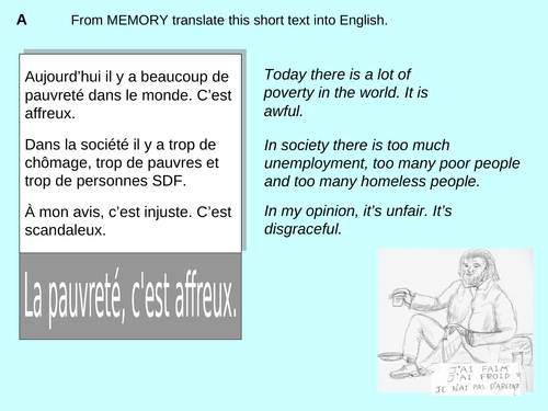 G.C.S.E. French - Theme 2 - Poverty and homelessness | Teaching Resources