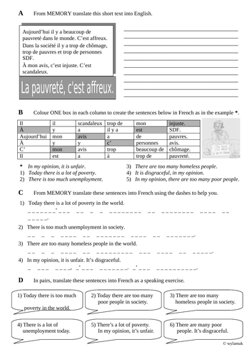 G.C.S.E. French - Theme 2 - Poverty and homelessness | Teaching Resources