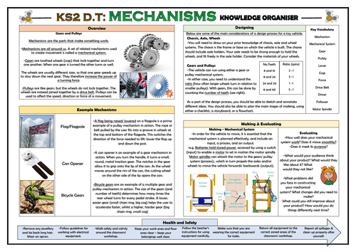 DT: Mechanisms - Gears and Pulleys - KS2 Knowledge Organiser ...
