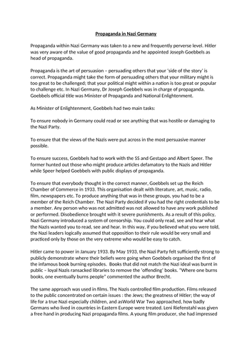 Nazi Propaganda - OCR J411 Living Under Nazi Rule 1933-1945 | Teaching ...