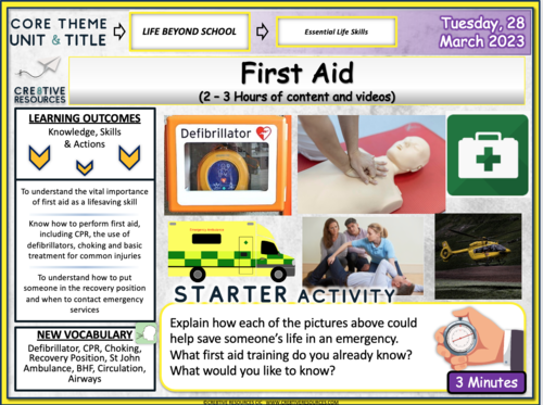 First Aid Resources (2-3 Hours) PSHE | Teaching Resources