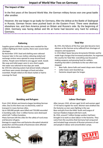 GCSE History Germany 1890-1945 - Home learning/ Revision sheets ...