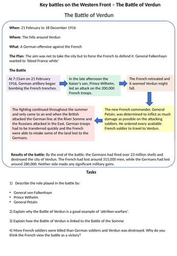 GCSE History World War One Home Learning/ Revision activites | Teaching ...