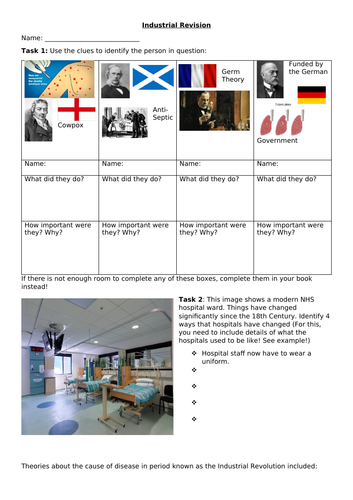 GCSE History Medicine through time Home Learning/ Revision activities ...