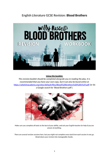 Blood Brothers Revision Workbook | Teaching Resources