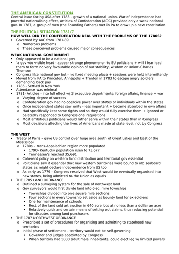 American Revolution Condensed Notes (AQA/OCR) | Teaching Resources