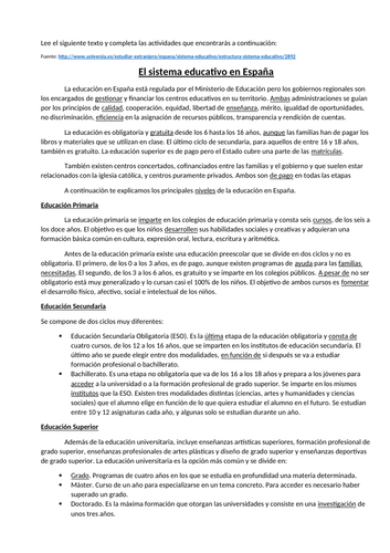 The Spanish education system | Teaching Resources