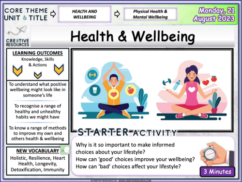 Health & Wellbeing PSHE Lesson | Teaching Resources