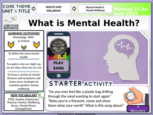 What is Mental Health? PSHE lesson | Teaching Resources