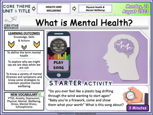 What is Mental Health? PSHE lesson | Teaching Resources