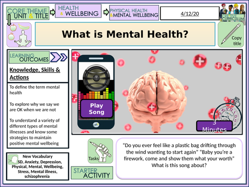 What is Mental Health? PSHE lesson | Teaching Resources