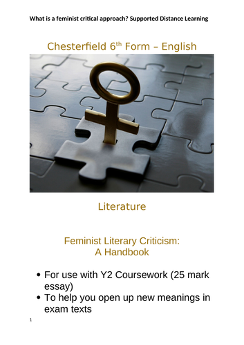 Supported Distance Learning A Level Literature Feminist Theory Workbook ...