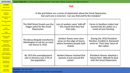 The New Deal: Relief, Recovery and Reform | Teaching Resources