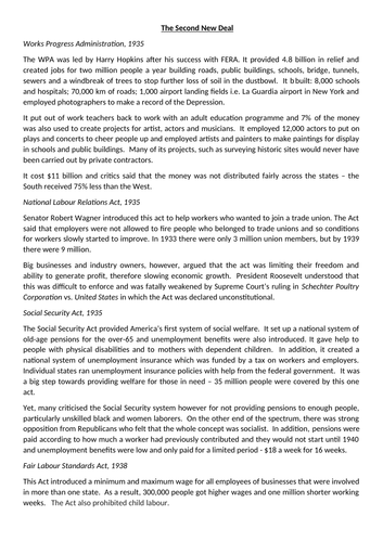 The Second New Deal | Teaching Resources