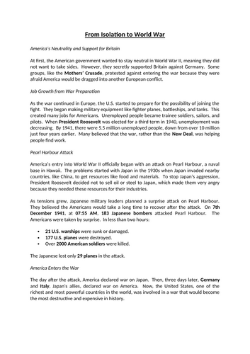 Pearl Harbour - America's Entry into WWII | Teaching Resources