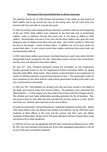 The African American Experience of WWII | Teaching Resources