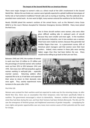 The Experience of American Women in WWII | Teaching Resources