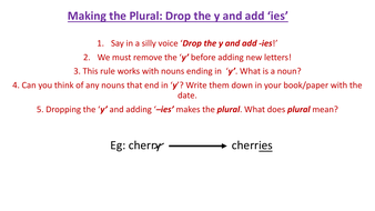 Drop y add -ies to make nouns plural (Home Learning Year 2 Spellings ...