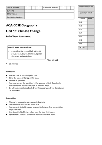 AQA GCSE Geography: Climate Change Unit | Teaching Resources AQA GCSE Geography: Climate Change Unit | Teaching Resources