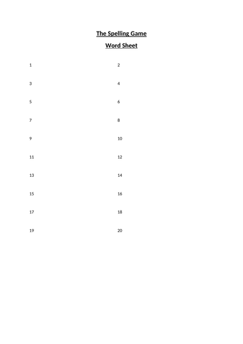 The Spelling Game | Teaching Resources