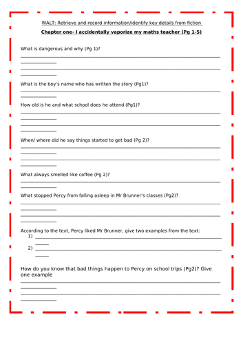 Percy Jackson (The Lightning Thief) reading comprehension | Teaching ...