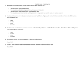 Marketing Mix Worksheet | Teaching Resources