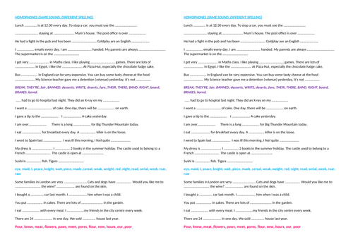 Homophones (EFL for French speakers) | Teaching Resources