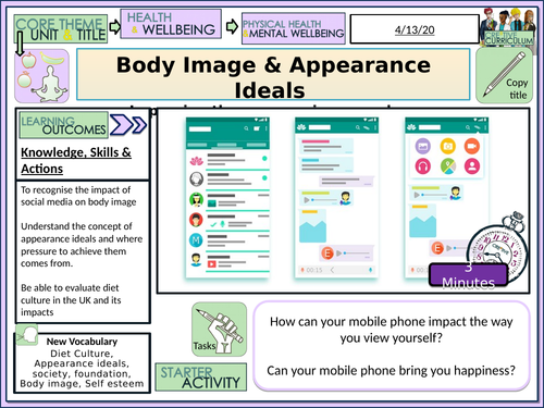 Body Image + Appearance ideals - PSHE | Teaching Resources