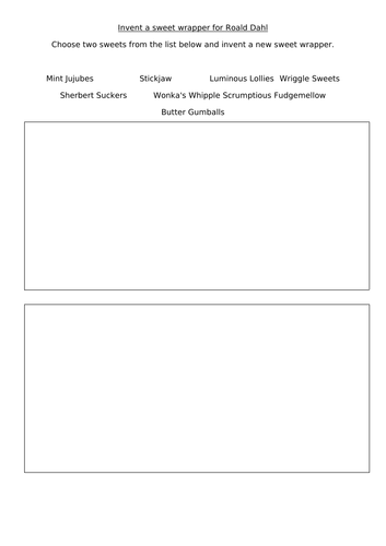 Sweet invention-Charlie and the Chocolate Factory | Teaching Resources