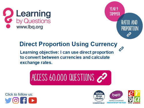 KS3 Ratio: Direct Proportion Using Currency | Teaching Resources