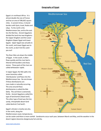 Ancient Egypt Home Learning - Lesson 1 Geography | Teaching Resources