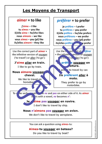 French Transport Worksheets | Teaching Resources