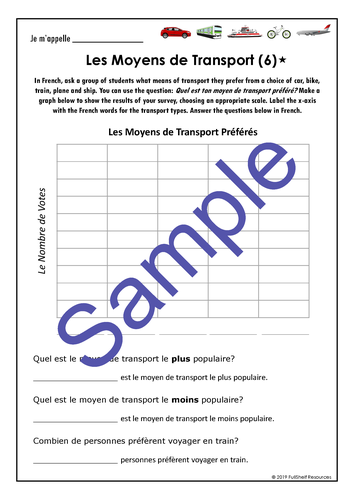 French Transport Worksheets | Teaching Resources