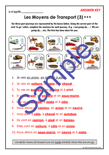 French Transport Worksheets | Teaching Resources