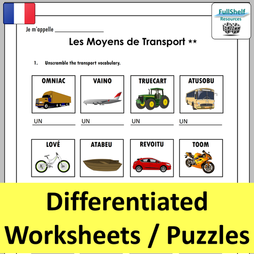 French Transport Worksheets | Teaching Resources